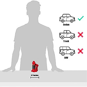 BIG RED 2 Ton (4,000 LBs) Capacity Hydraulic Welded Bottle Jack, TAM90203B