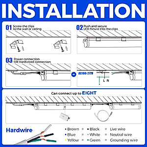 (6 Pack) Barrina LED T5 Integrated Single Fixture, 4FT, 2200lm, 6500K (Super Bright White), 20W, Utility LED Shop Light, Ceiling and Under Cabinet Light, Corded Electric with ON/OFF Switch, ETL Listed