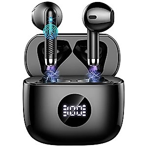 Wireless Earbuds, Bluetooth 5.3 Ear Buds LED Power Display Headphones Bass Stereo, Bluetooth Earbuds in-Ear Noise Cancelling Mic, 40H Playback Mini Case IP7 Waterproof Sports Earphones for Android iOS