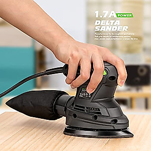 GALAX PRO Detail Sander,1.7A 15000 OPM Compact Electirc Sander with 20Pcs Sandpapers and Dust Bag,Soft Grip Handle in Home Decoration and DIY Working