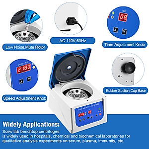PRP Centrifuge Lab Desktop Centrifuge Machine with 12x10ML Place Rotor, 110 V Variable Speed 500-4,000 RPM Benchtop Centrifuge,90 Min Timer