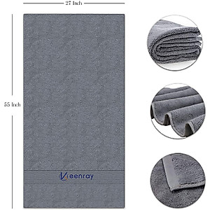 Bath Towels Super Soft, Fluffy, and Absorbent, Premium Quality Perfect for Daily Use, 27x55 Inch Eco-Friendly Towel Grey