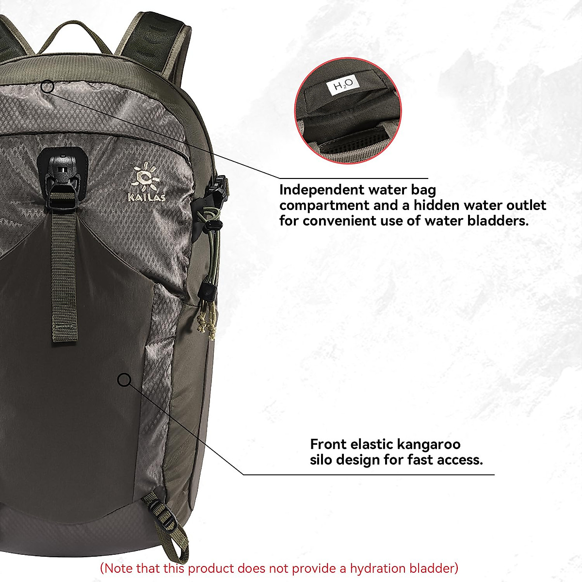 KAILAS Hurricane 20L 26L Hiking Backpack Lightweight Trekking Daypack Small Backpacks for Traveling Camping Outdoor Dull Green 26L