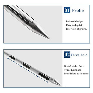 Stainless Steel Grains Powder Sampler Sampling Probe Granule Solid Sack Bag Sampling Double Tubes Slots Solid Thief (38mmX1.5m(3slots))