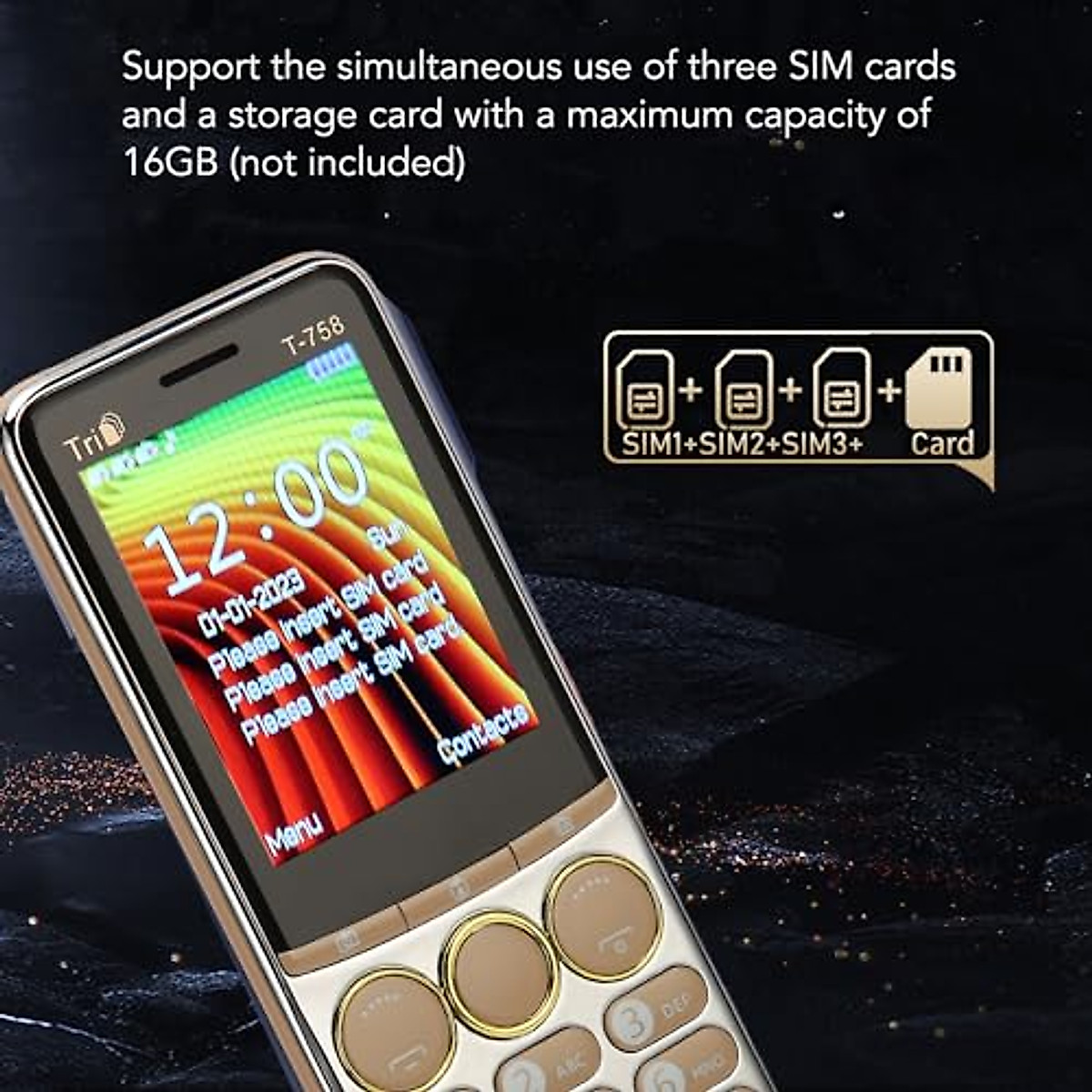 2G GSM Unlocked Cell Phone, 2.8 Inch Screen, 3200mAh Battery, Big Button, High Volume, 16GB, SOS, Flashlight, Suitable for Seniors (US Plug)