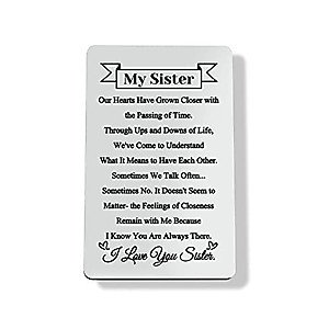 Sister Gifts from Sister Brother Engraved Wallet Cards for Sister Christmas Thanksgiving Birthday Gifts for Sisters Graduation Gift for Her Sister Wallet Card Sister Valentines Wedding Gifts