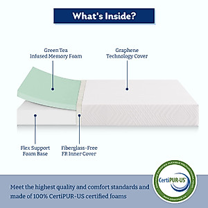 Full Mattress, 12 Inch Memory Foam Mattress, Green Tea Full Size Mattress in A Box, Medium Firm Mattress Full for Pressure Relieving, CertiPUR-US Certified