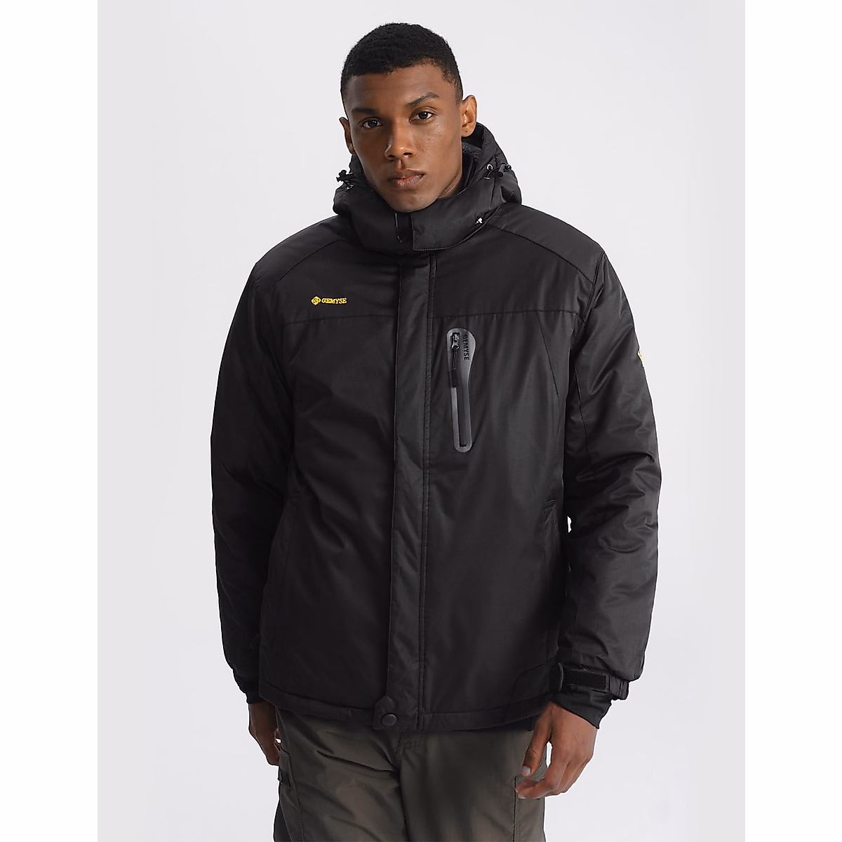 GEMYSE Men's Ski Snow Jacket Warm Winter Waterproof Coat Snowboard Rain Jacket Hooded Windproof Windbreaker（Black,3X-Large）