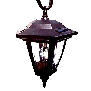 Black Vintage Shepard Hook Solar Lantern Outdoor Light