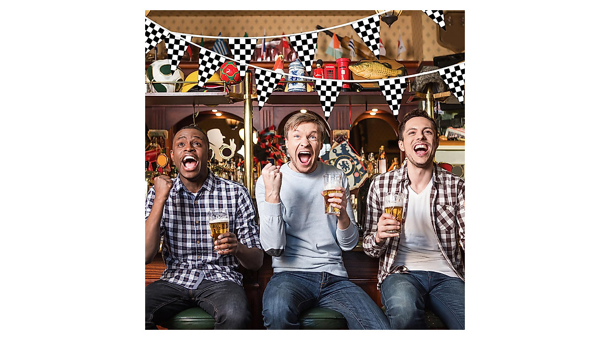 RUBFAC 170ft 120pcs Black and White Checkered Flag Banner Racing Flags ...