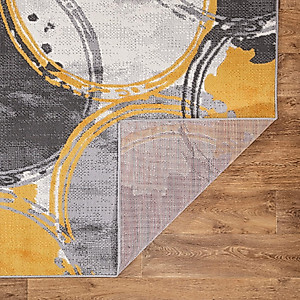Rugshop Evora Contemporary Modern Circles Area Rug 5' x 7' Yellow