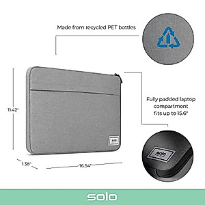 Solo Re:Focus 15.6 Inch Laptop Sleeve, Grey