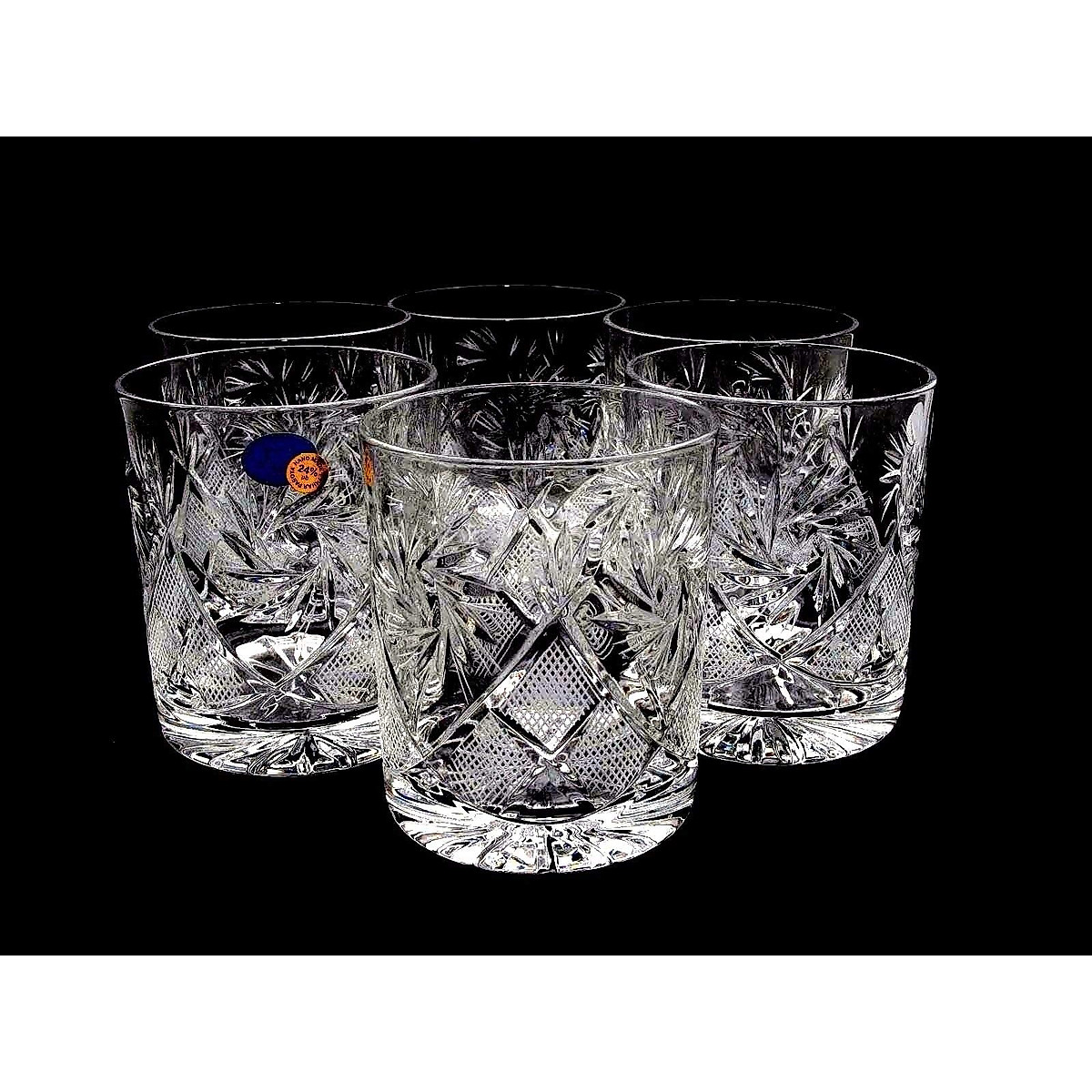 Russian Cut Crystal Scotch Whiskey Vodka Rocks Glasses Old Fashioned Vintage