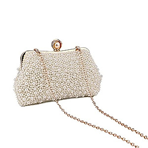 MXIAOXIA Pearl Clutch Bags Women Purse Ladies White Hand Bags Evening Bags for Party Wedding Black Shoulder Bag (Color : D, Size