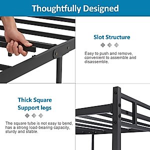 VECELO Full Size Bed Frame with Headboard, Heavy-Duty Platform with Metal Slats Support, No Box Spring Needed/Easy Assembly, Black