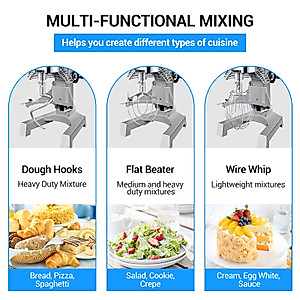 LEEVOT 30Qt Commercial Food Mixer, Commercial Dough Mixer 1250W 3-Speeds Adjustable, Heavy Duty Electric Stand Mixer with Stainless Steel Bowl for Kitchenaid and Pizzeria (Simple)