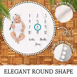 Swaddling Blankets Milestone Blanket with 2 Placement Markers , Gender Neutral Baby Monthly Growth Chart (60inchx40inch)