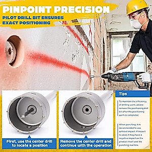 XDOVET 9PCS Concrete Hole Saw Kits with 2 Drill Bits and SDS Plus & Max Shank, Hole Saw Tool Set for Concrete Cement Brick Stone Wall Drilling, Kit Size 30 40 65 80 100 MM