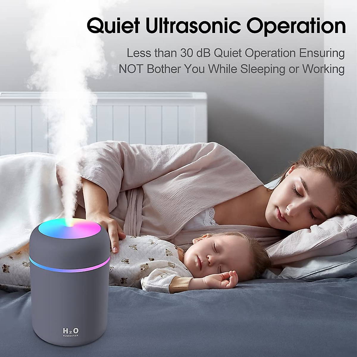 Mini Humidifiers, Cool Mist Humidifier USB Personal Desktop Humidifier with Colorful Night Light, Auto Shut-Off, 2 Mist Modes, Super Quiet (navy)