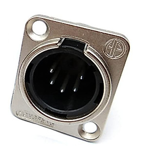 GDQLCNXB XLR Male Jack 5 Pin Panel Mount Jacks，Silver Metal Housing XLR-M Microphone Connector, 4Pcs.