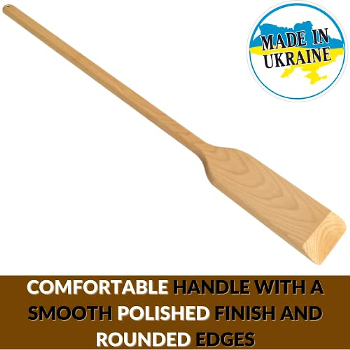 Giant Wooden Mixing Paddle 36-in Beech Heavy Duty - Made in Ukraine - Stirring Spatula for Brewing Handle Long Stir for Cooking Cajun Crawfish Boil Grill Mixing Camping in Big Stock Pots Brewing Beer