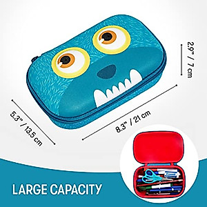 ZIPIT Wildlings Pencil Box for Kids | Pencil Case for School | Organizer Pencil Bag | Large Capacity Pencil Pouch (Blue)