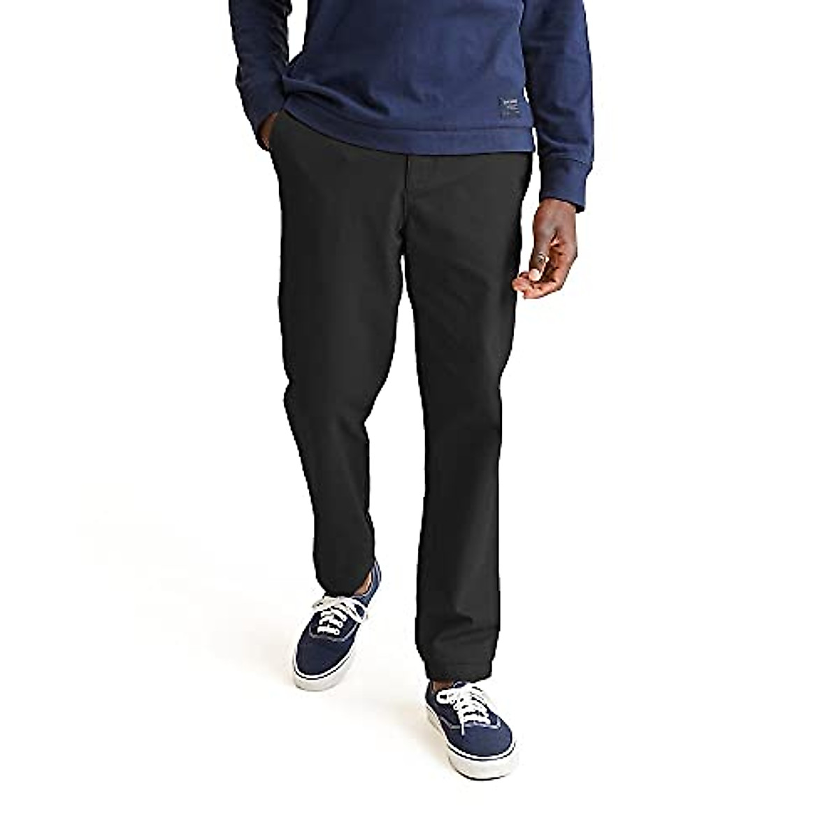 Dockers Men's Straight Fit Perfect Chino Pant, Mineral Black (Waterless), 36W x 32L