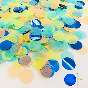 Dinosaur Balloons 40 Pack, 12 Inch Orange Light Blue Fruit Green Latex Balloons with Confetti Balloon for Baby Shower Dino Jungle Jurassic Birthday Party Decorations Supplies with Ribbon