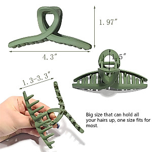 Large Hair Claw Clips 6 Color Hair Clips 4.3 Inch Nonslip Hair Jaw Clamp Strong Hold Matte Butterfly Banana Barrette Hair Styling Accessories for Women Girls Thin Thick Fine Hair