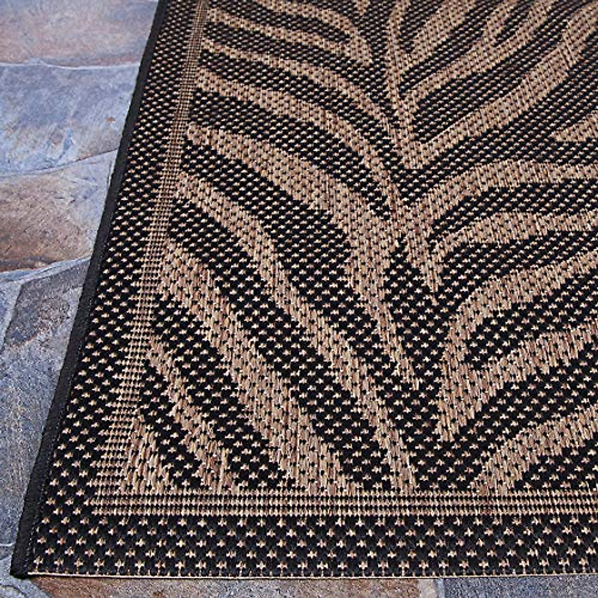 Couristan 1514/0121 Recife Zebra Black/Cocoa Rug, 5-Feet 3-Inch by 7-Feet 6-Inch