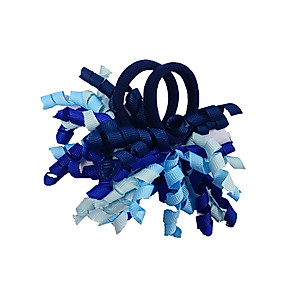 Pack of 18 Mix Color Boutique Girls' Curly Korker Bow Hair Ties