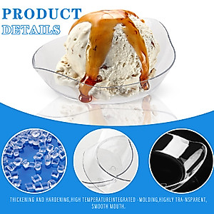 100 Pcs Dessert Plates, Mini Clear Disposable Dessert Bowls, Oval Plastic Ice Cream Cups Appetizer Tray, Sauce Dish/Bowls, Tomato Sauce, Salad Dressing for BBQ, Home, Party, Picnic, Wedding Gatherings