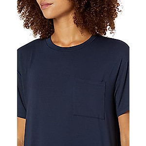 Amazon Essentials Women's Jersey Oversized-Fit Short-Sleeve Pocket T-Shirt Dress (Previously Daily Ritual), Navy, Small