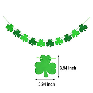 St Patricks Day Decorations, Felt Shamrock Decor Garland Banner Clover Decorations Irish Party Hanging Sign Garland Home Decor for Mantle Table Front Door