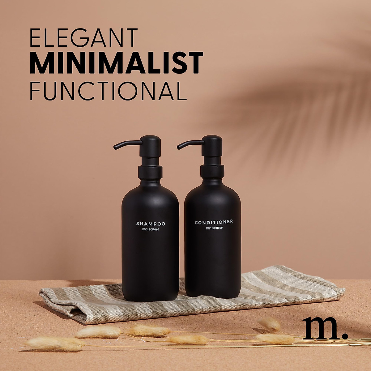 MaisoNovo Glass Soap Dispenser & Bathroom Counter Tray | Bathroom and Kitchen Set w.Dish Soap Hand Soap and Vintage Lotion Dispenser Set Waterproof Labels & Bathroom Trays for Counter & Soap Dispenser