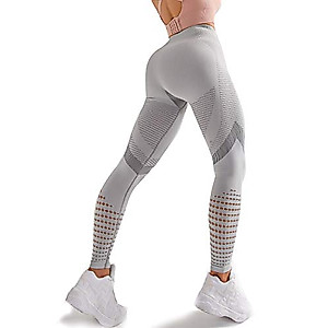 Redqenting High Waisted Leggings for Women Workout Seamless Leggings Yoga Pants Sweat Proof Tummy Control Tights Grey