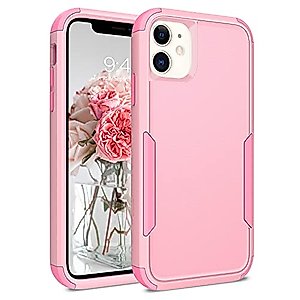 BENTOBEN iPhone 11 Case, Phone Case iPhone 11, Heavy Duty 3 in 1 Full Body Rugged Shockproof Hybrid Hard PC Soft TPU Bumper Drop Protective Girls Women Boy Men Covers for iPhone 11 6.1", Pink Design