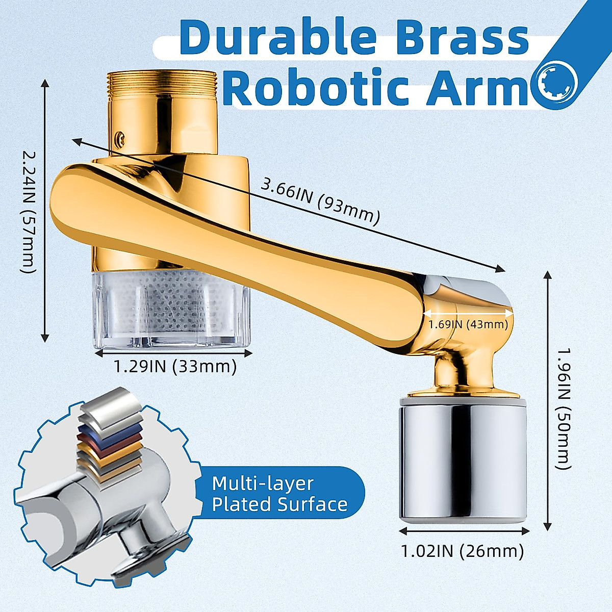 CECEFIN Water-Filter for Sink-Faucet Extender-Aerator - 9pcs Cartridges Reduce Chlorine for Bathroom/Kitchen Skin Face Eye Wash,Brass Faucet Mount Purifier System,1080°Rotating 2-Mode Swivel Aerator