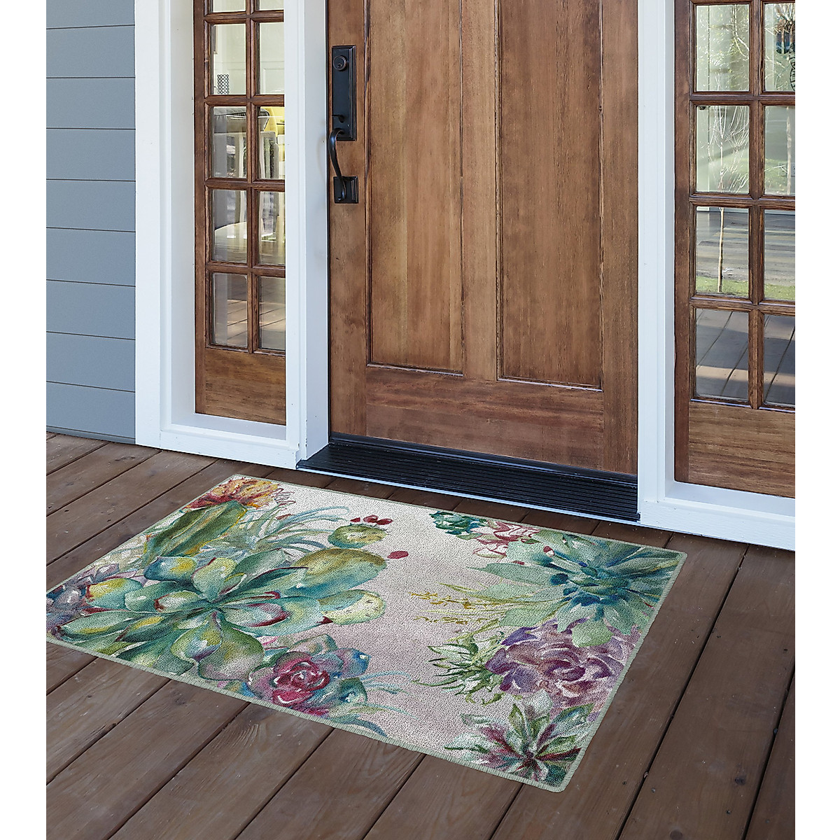 Brumlow Mills Succulent Floral Garden Area Rug for Dining Room or Kitchen Mat, Bedroom Doorway and Entryway Rug, 1'8" x 2'10", Green