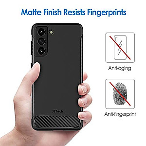 JETech Slim Fit Case Compatible with Samsung Galaxy S21 5G (NOT for Plus +) 6.2-Inch, Thin Phone Cover with Shock-Absorption and Carbon Fiber Design (Black)