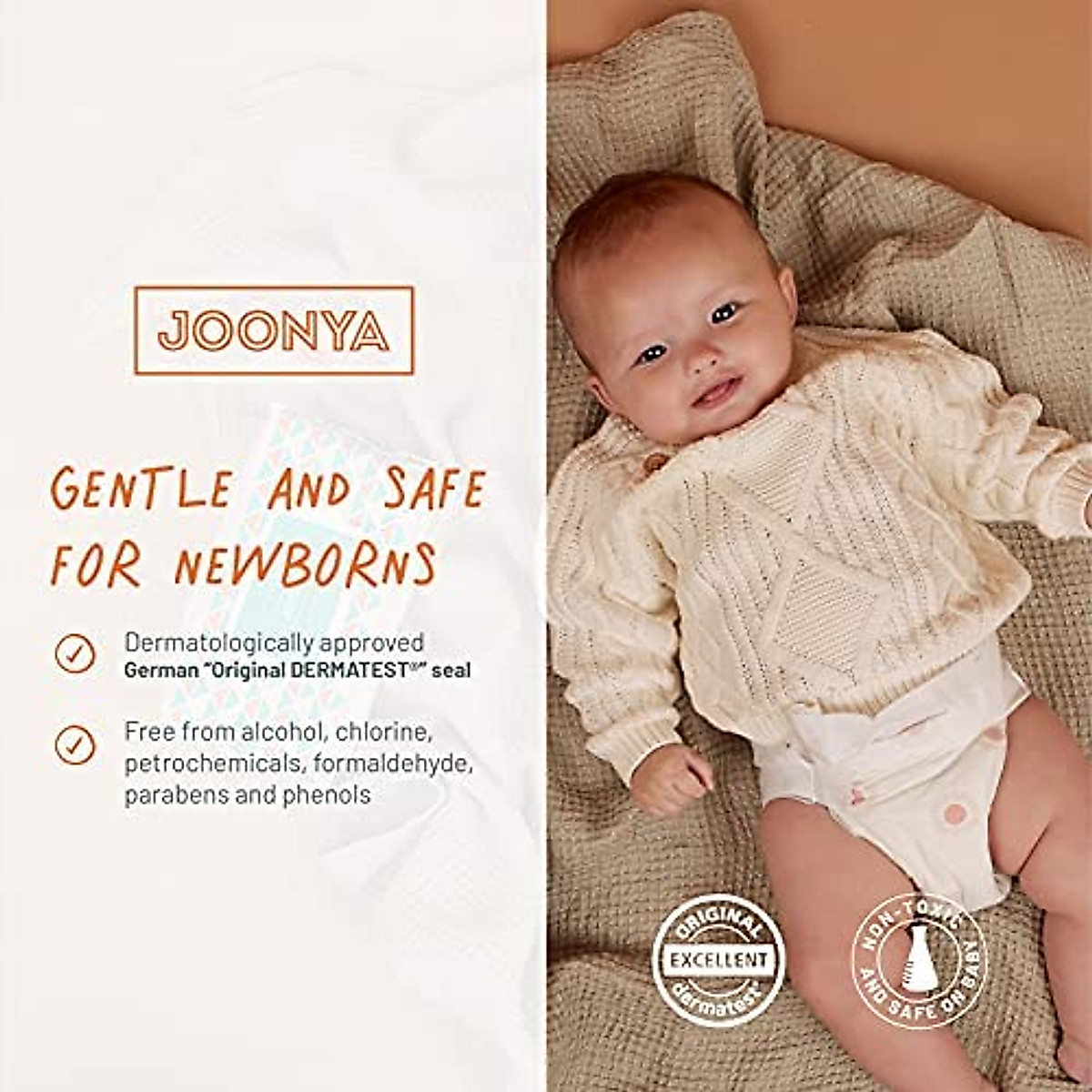Joonya Baby Wipes - Non-Toxic, Earth-Friendly Baby Wipes for Calm, Healthy Skin - Fragrance Free Baby Wipes - Bulk Baby Wipes - 3 Packs of 80 Diaper Wipes (240)