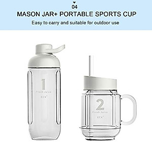 Homeleader Smoothie Blender Maker, Personal Blender for Shakes and Smoothies with 20.3 oz Tritan BPA-Free Travel Cup and Lid, Cream