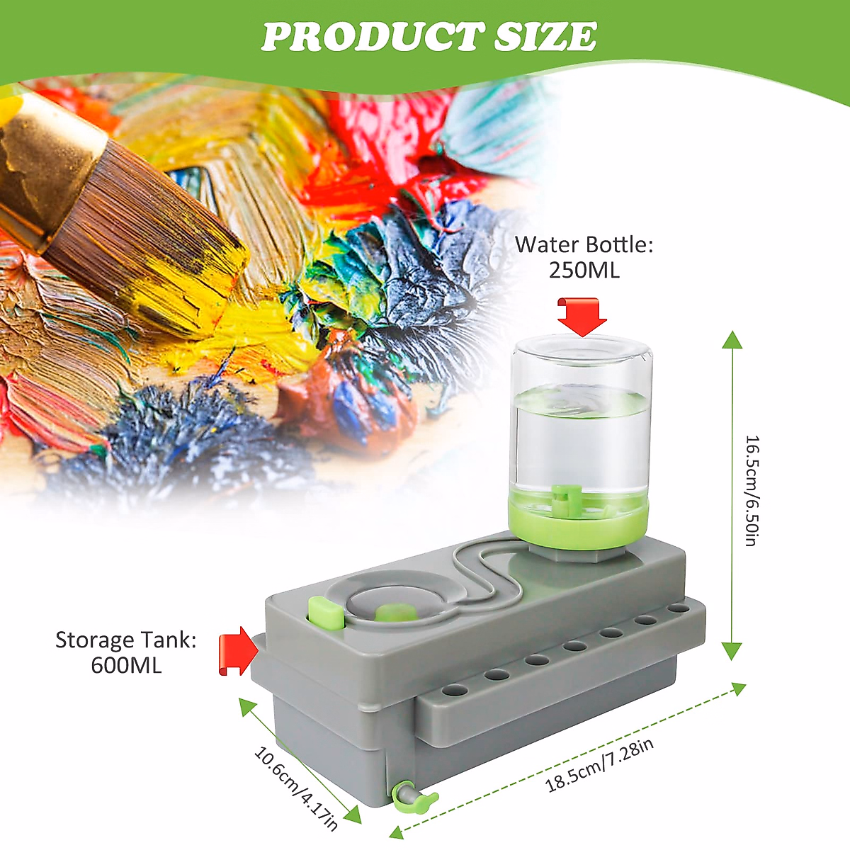 Paint Brush Cleaner Upgrade Painting Supplies, Painting Station with Drain, Strengthen Water Recycling Brush Rinser, Paint Brush Cleaner Tool for Acrylic, Watercolor and Water-Based Paints, Grey