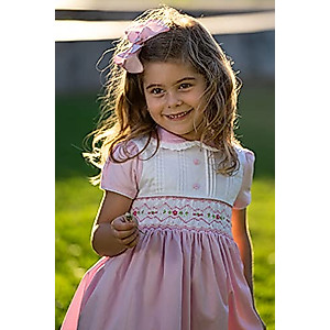 Pettigirl Girls Kids Cute Pink Hand Embroidery Smocked Dresses