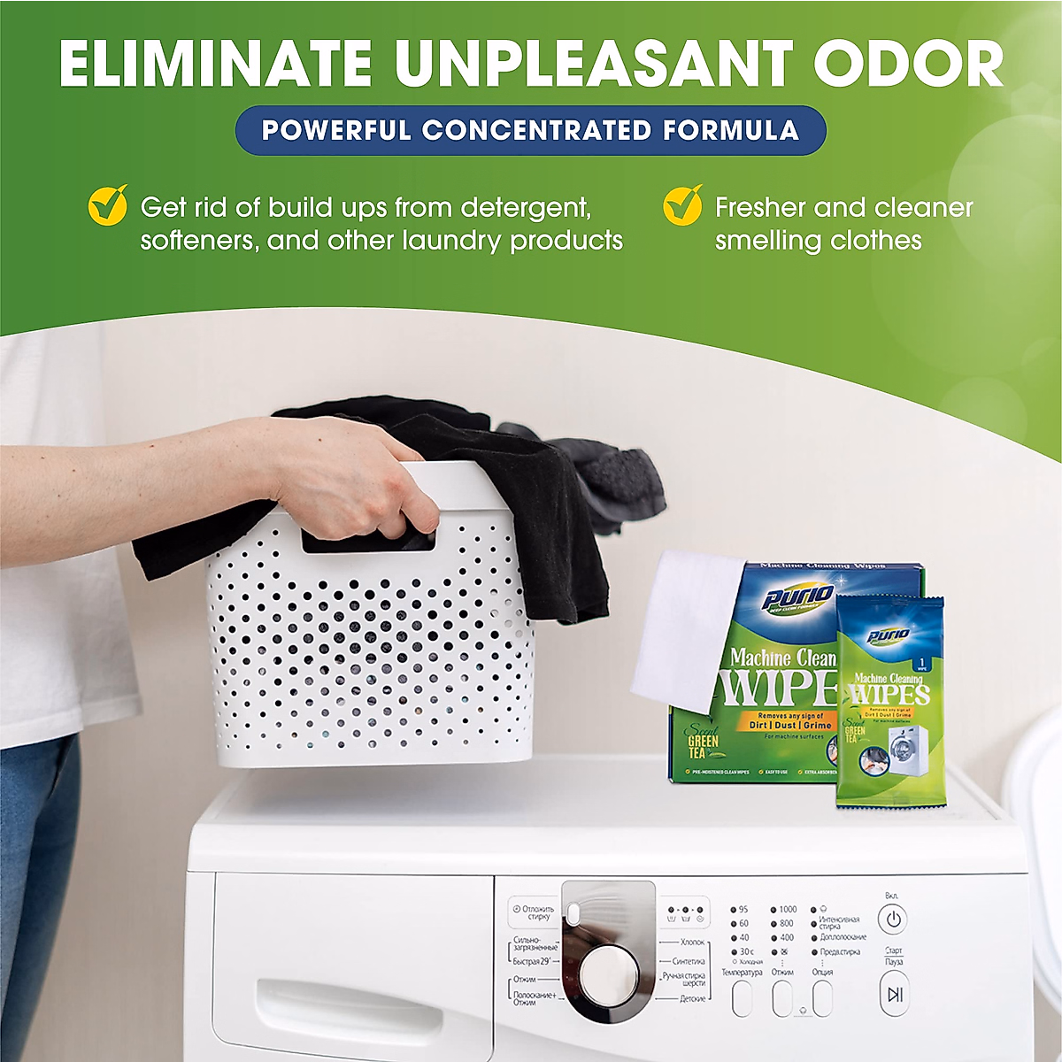 PURIO Washing Machine Cleaner Tablets 24-Ct Deep Cleaning Formula Washer Machine Cleaner Top Load & Front Load Standard & HE Washers