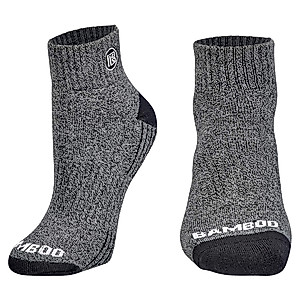 Premium Bamboo Crew Work Socks- Quarter High Moisture Wicking, Odor Eliminating Heather Gray Quarter Crew Socks for Men Size 9-12 - 3 Pair