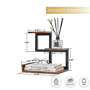 Gannyfer Wood Desktop Shelf - Freestanding Small Bookshelf Desk Supplies Organizers, 3 Tier Storage Display Rack Office Decor, Stand Shelves with Metal Frame for Books/Plants/Toys