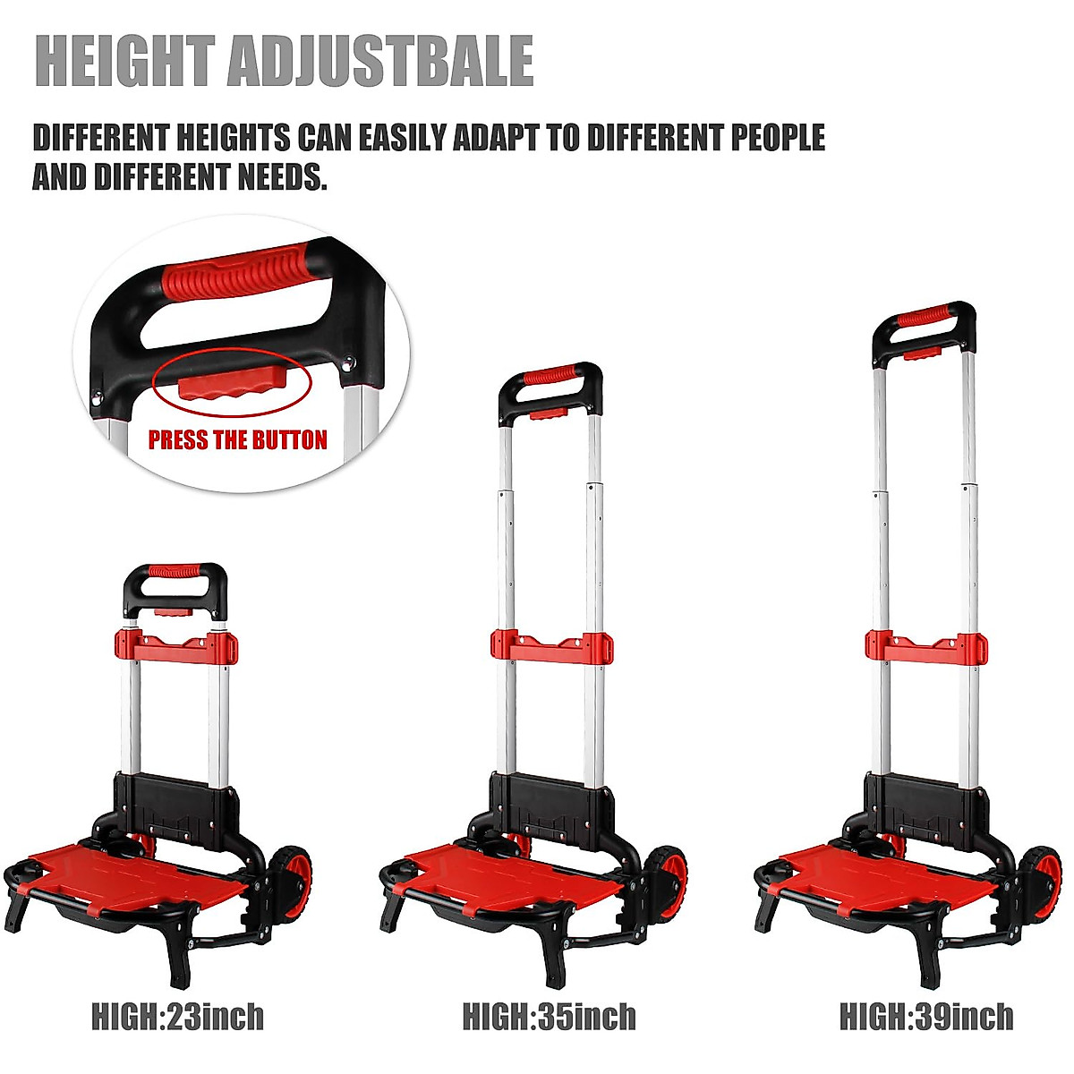 APOXCON Folding Shopping Cart with Removable Waterproof Bag and Bungee Cord, Heavy Duty Push Cart with Mute Wheels, Portable Hand Truck for Shopping, Groceries, Travel and Office Use