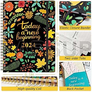 2024 Planner, Weekly & Monthly Planner 2024 from Jan. 2024-Dem. 2024, 6.1"×8.5", Academic Planner 2024 with Tabs, Thick Paper, Twin-Wire Binding, Home or Office Use for Gifts