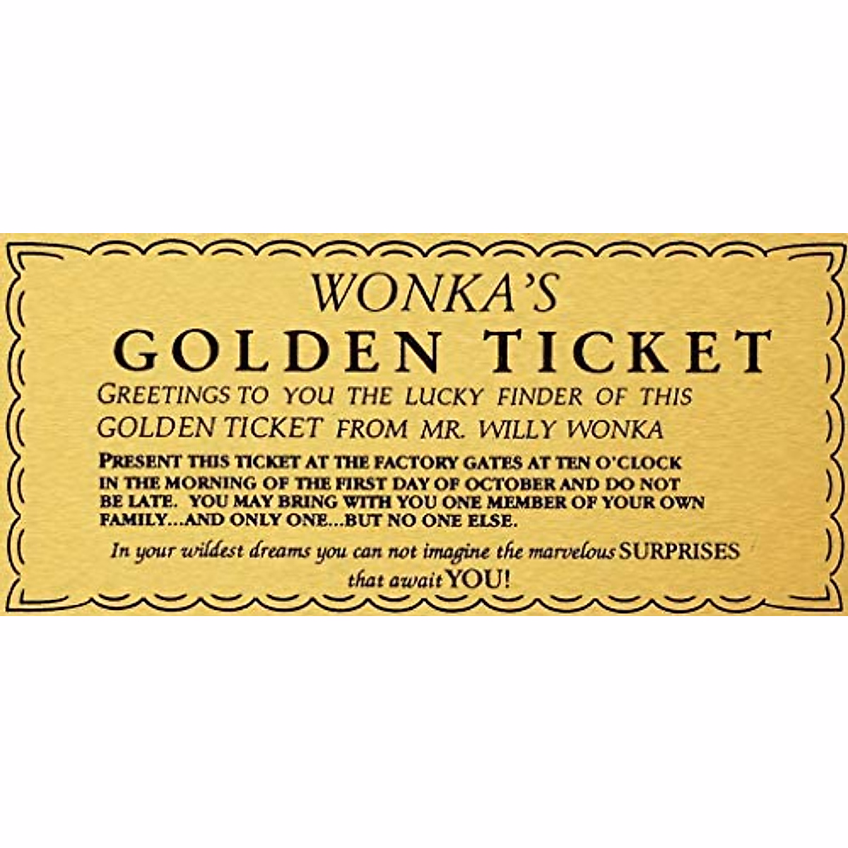 Sylty Willy Wonka Golden Ticket Gold Sign Wall Art Charlie Chocolate Factory Metal Sign 8x12 Inch